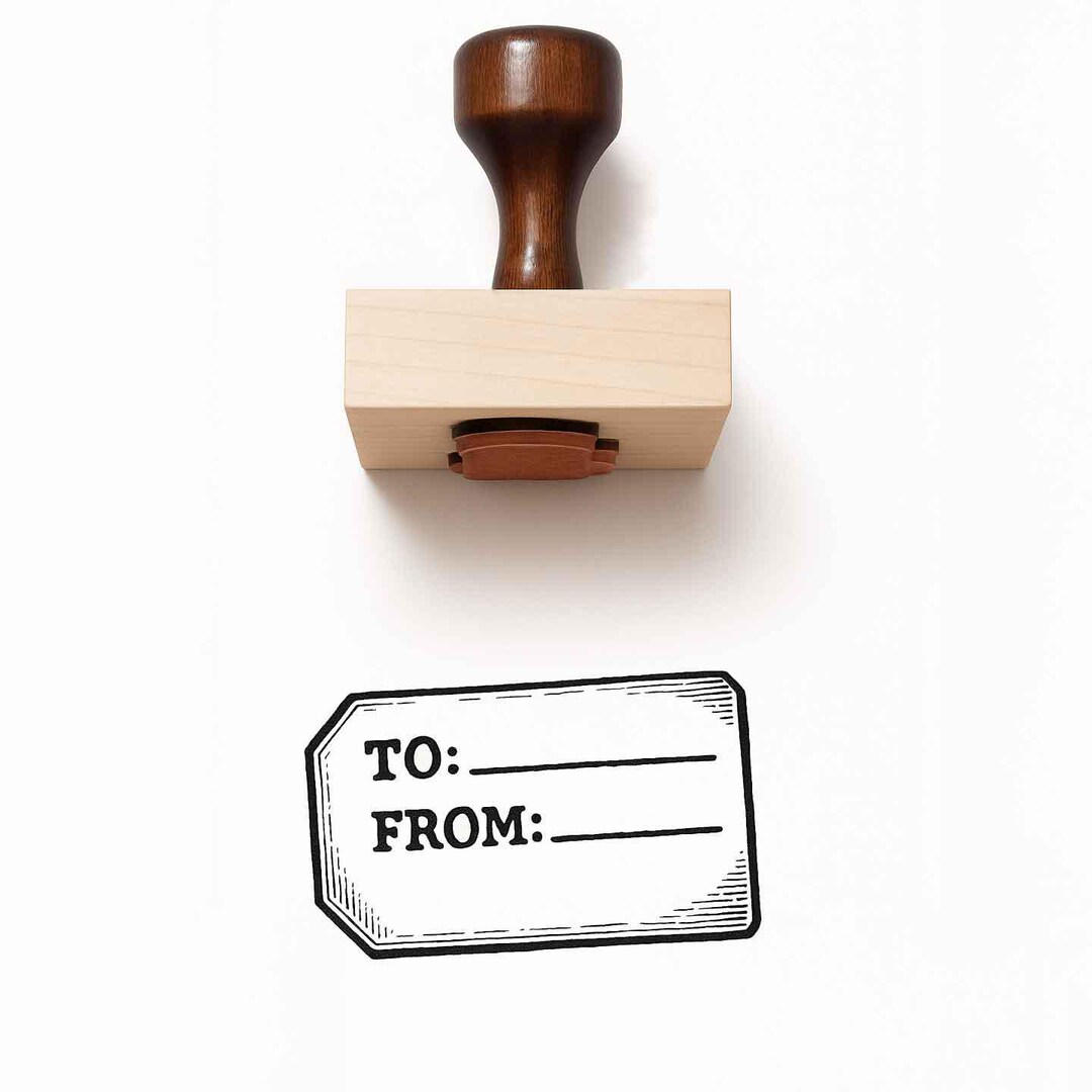 Gift Tag Rubber Stamp – To/from Label Stamp – Wood Mounted Tag Stamp ...