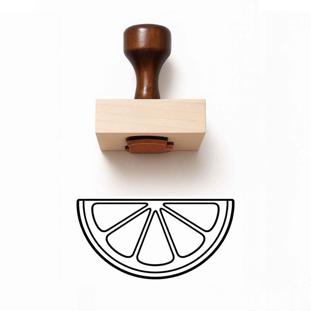 Lemon Wedge Rubber Stamp – Citrus Slice Design – Wood Mounted Stamp ...