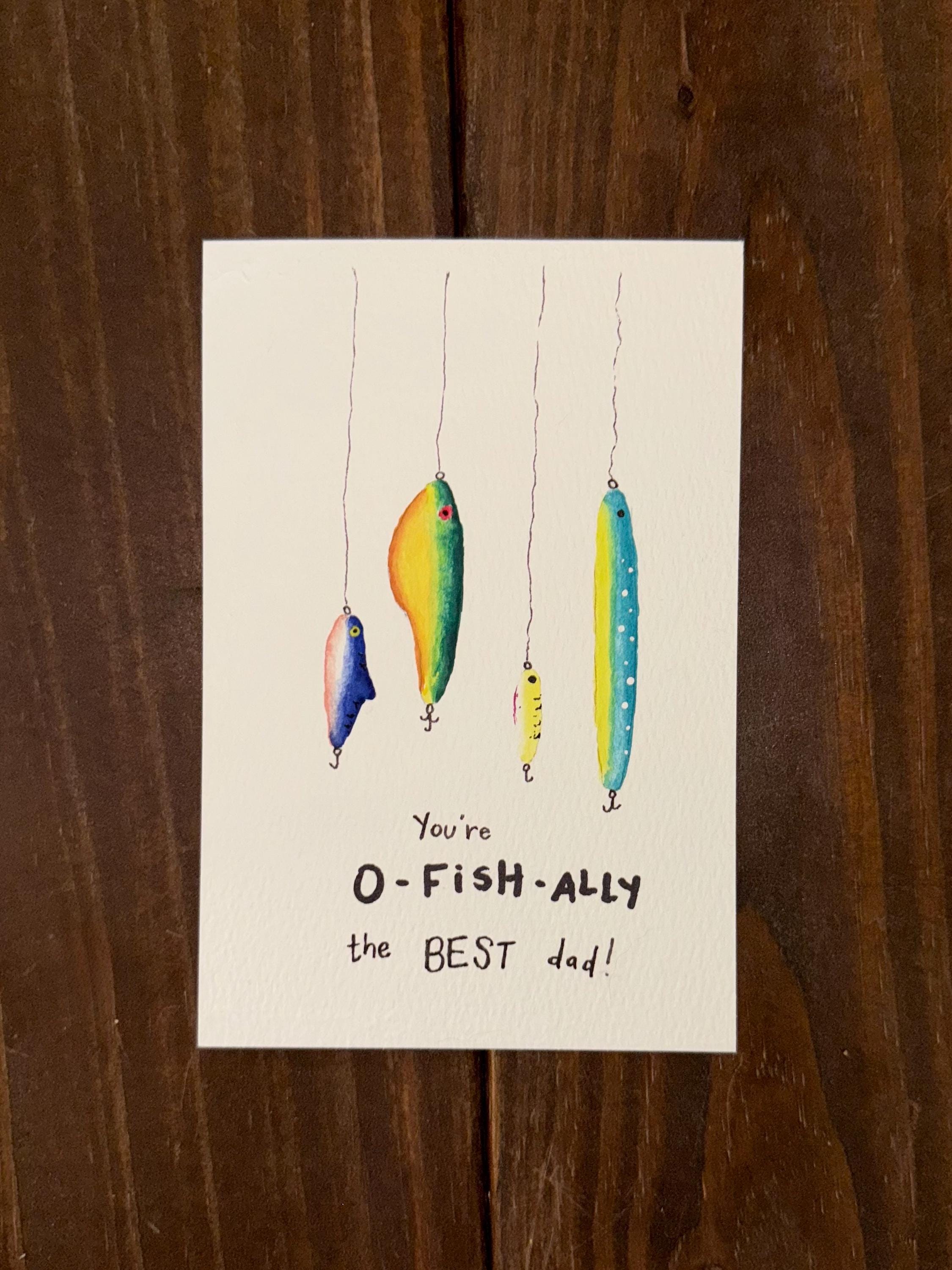 Handmade Father’s Day Card, Fishing, Watercolor - Etsy