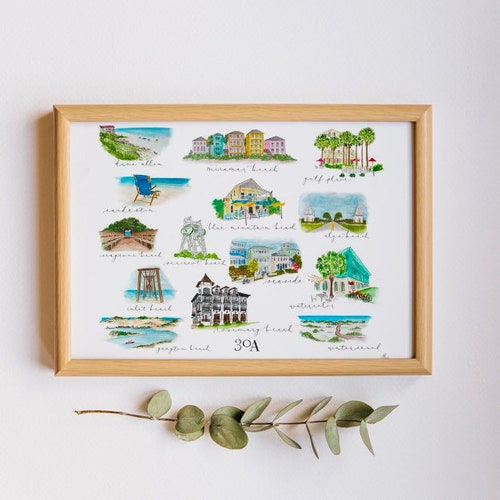 Watercolor Print of the Original Red Bar Grayton Beach 30a - Etsy