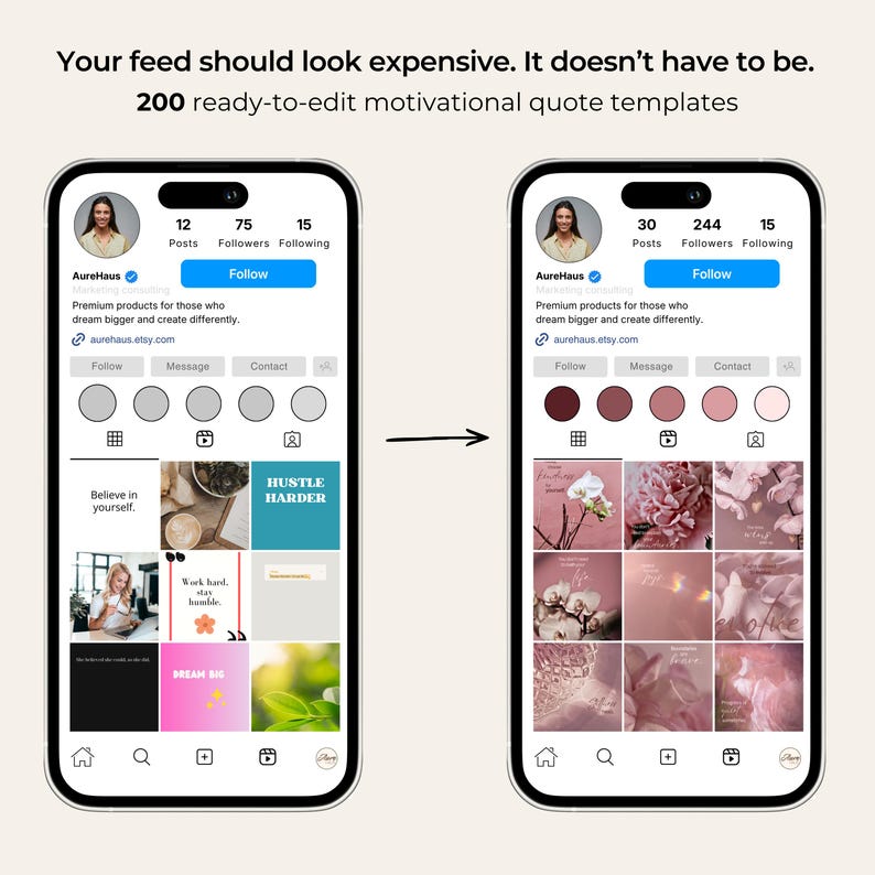 200 Motivational Instagram Quote Templates Canva, Dusty Rose Social ...