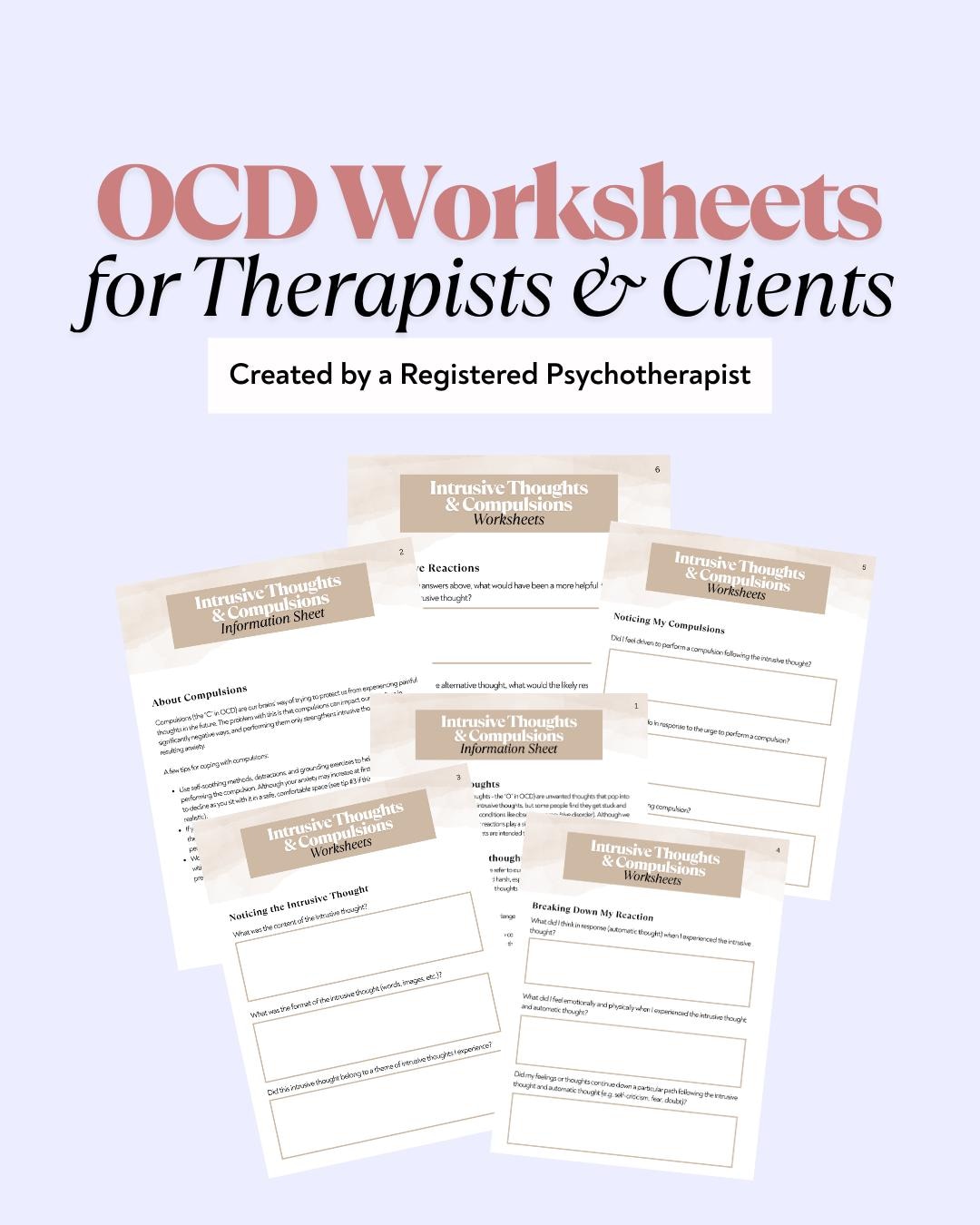 OCD Therapy Worksheet Bundle - Information Sheets and Worksheets for ...