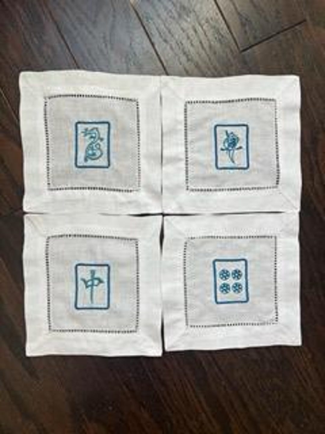 Mahjong Embroidery Napkins - Etsy