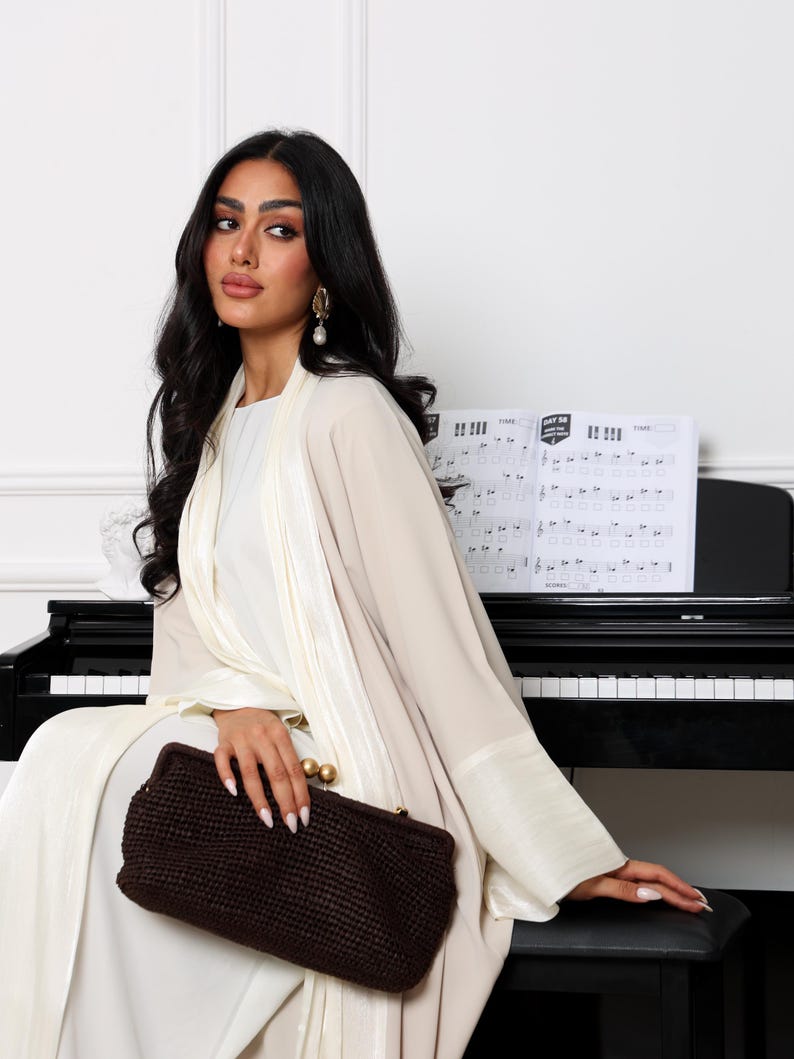 Beige Abaya Set: 3-piece Modest Dress, Open Abaya & Scarf - Etsy