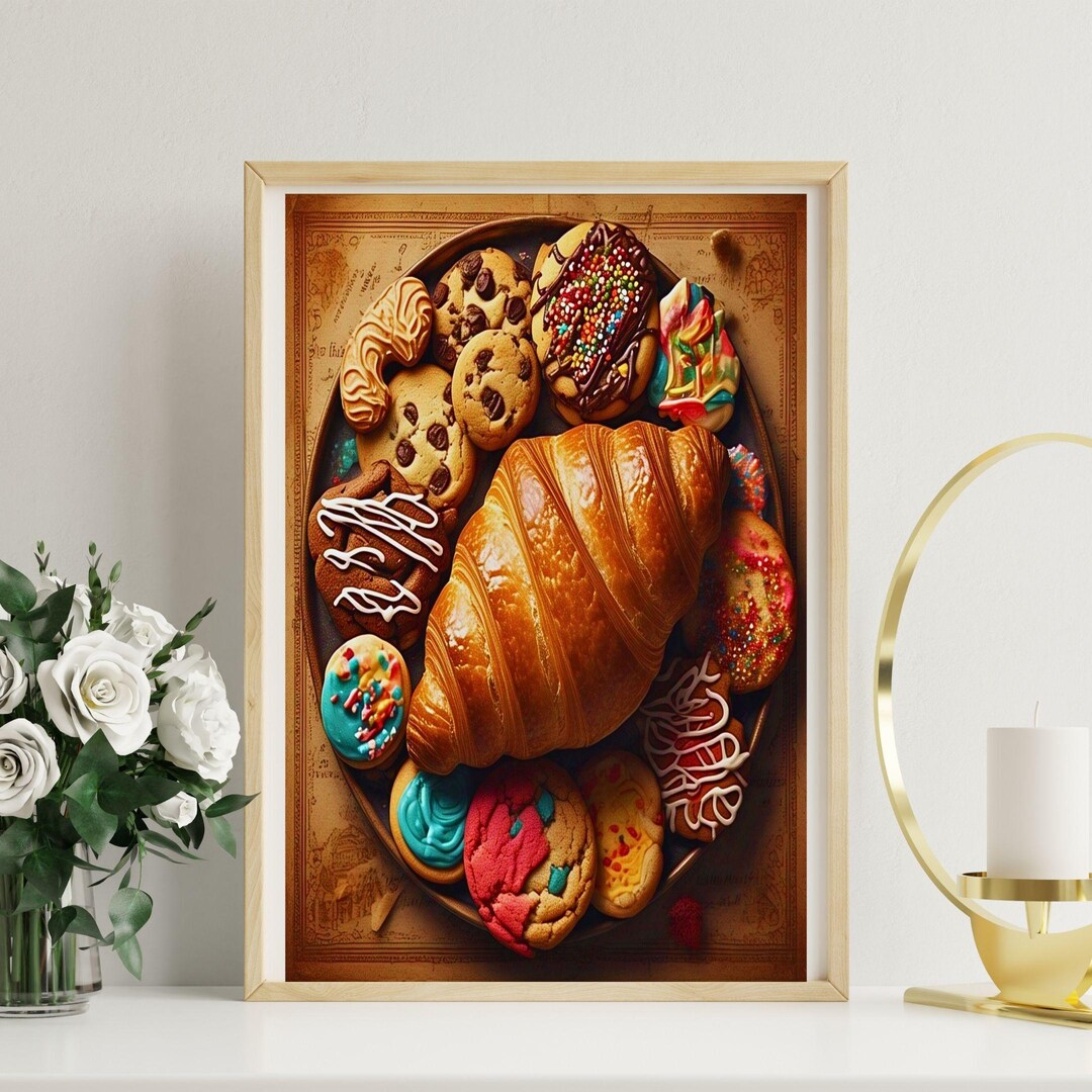 Trendy Croissant PRINTABLE, French Bakery Wall Art, Kitchen Decor, Cute ...