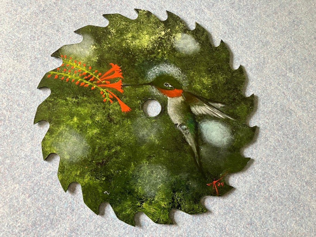 Hand Painted Hummingbird 6 Inch Saw Blade, Ruby Throated Hummingbird ...
