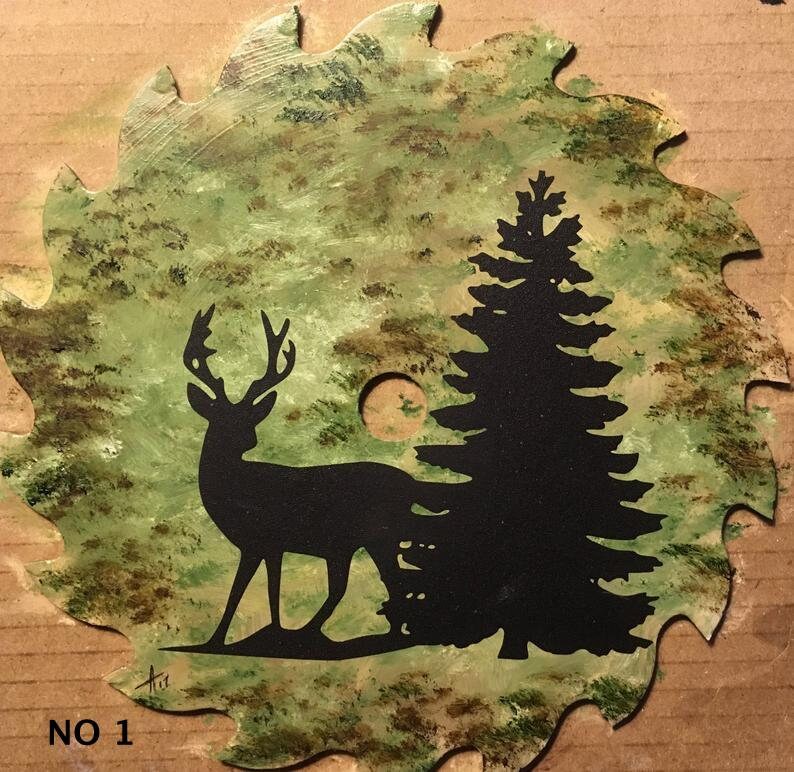 Black Vinyl Deer and Tree Decal on Camo Saw Blade 7 Inch - Etsy