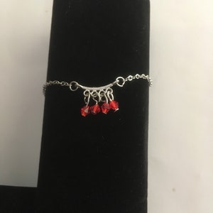 Red and Silver Crystal Chain Bracelet, Red Swarovski Crystals, Handmade ...
