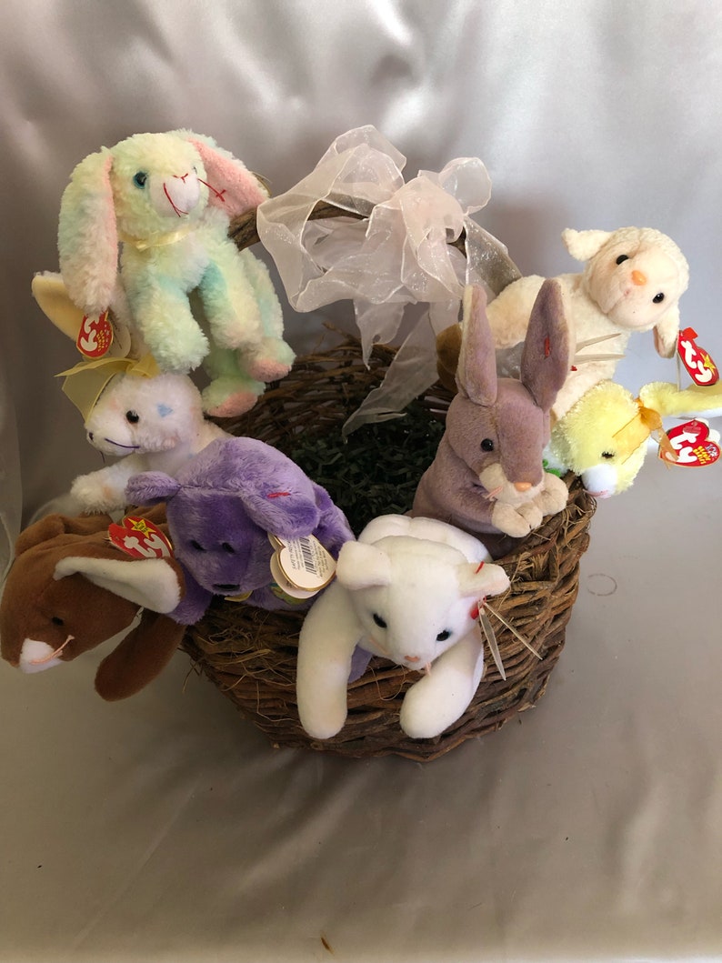 Vintage Easter Basket With Ty Beanie Babies Collection Ty | Etsy