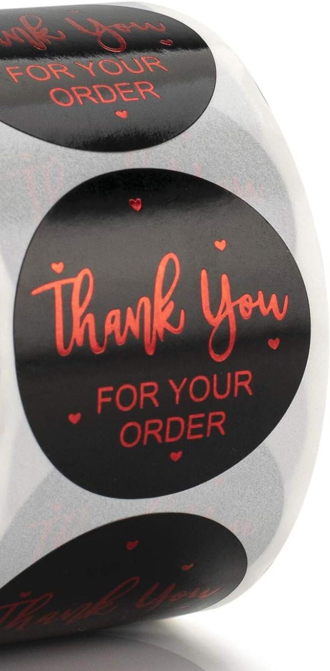 1.5 Inch Black and Red Thank You Stickers, Thank You for Your Order ...