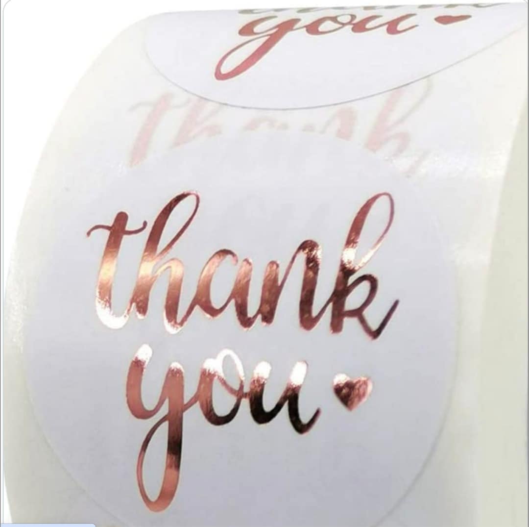 1.5in White Thank You Stickers With Gold Lettering, Elegant Stickers ...