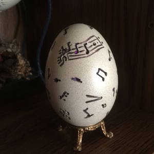 Hand Carved Musical Notes Goose Egg, Decorated Egg, Mothers Day Gift ...