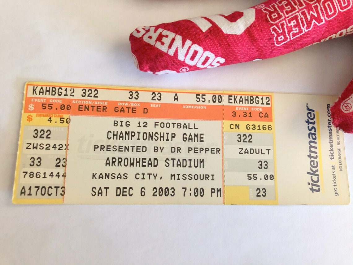 2003 Big 12 Championship Ticket Never Used Ticket Plus OU | Etsy