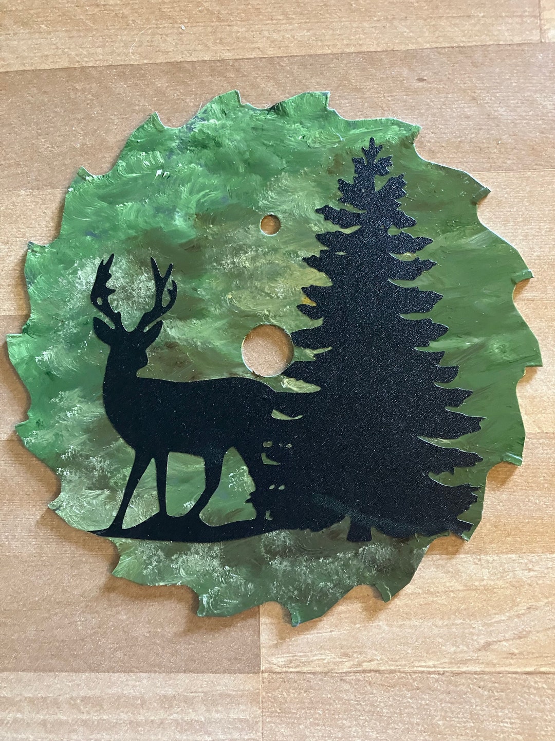 Black Vinyl Deer and Tree Decal on Camo Saw Blade, 6-1/4 Inch Vintage ...