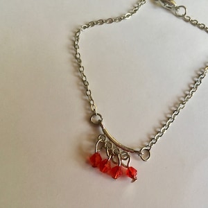 Red and Silver Crystal Chain Bracelet, Red Swarovski Crystals, Handmade ...