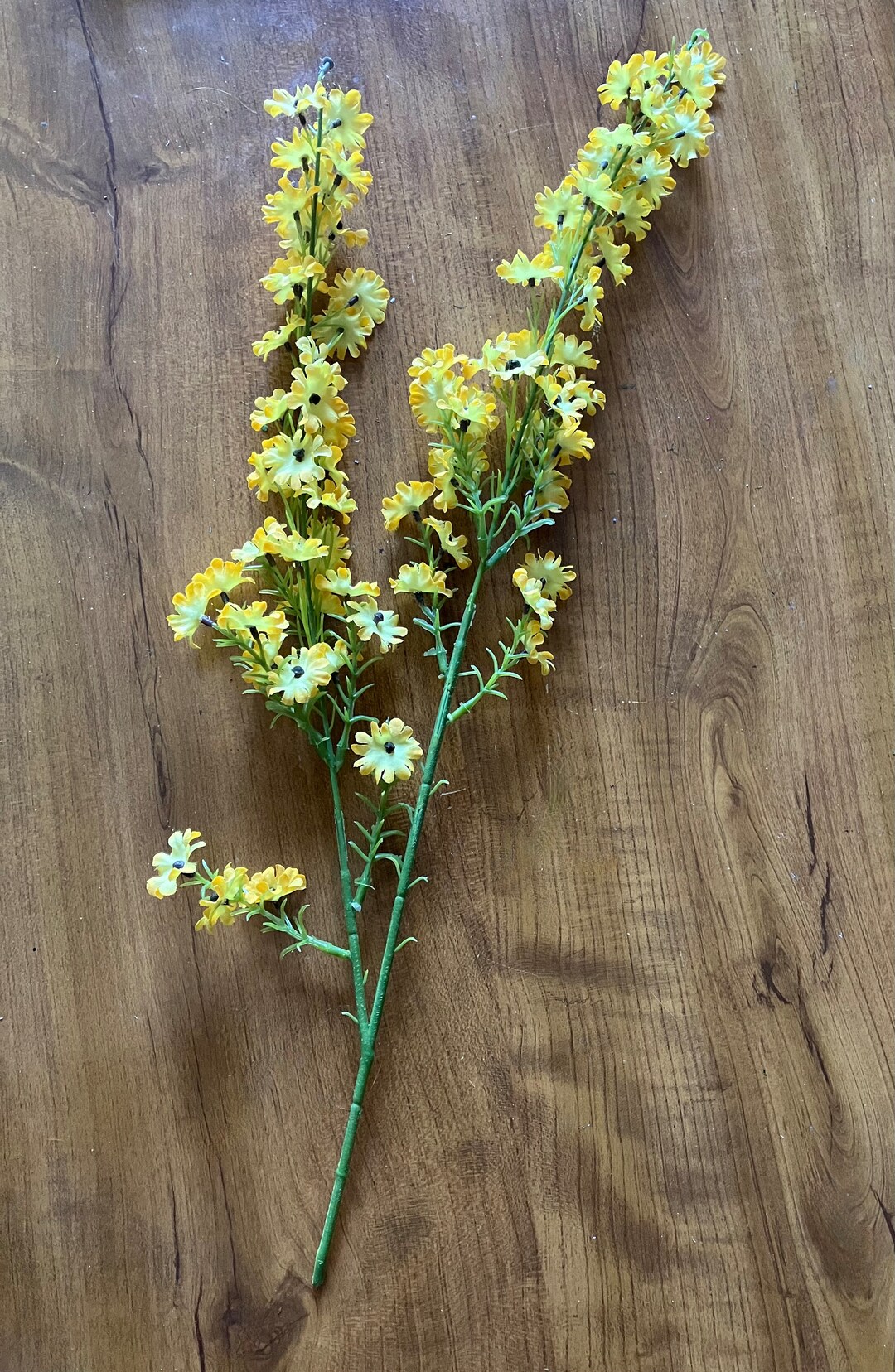 Vintage Small Two-tone Yellow Silk Single Ruffle Flower Stem, Mini ...