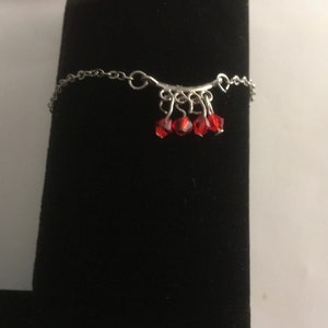 Red and Silver Crystal Chain Bracelet, Red Swarovski Crystals, Handmade ...