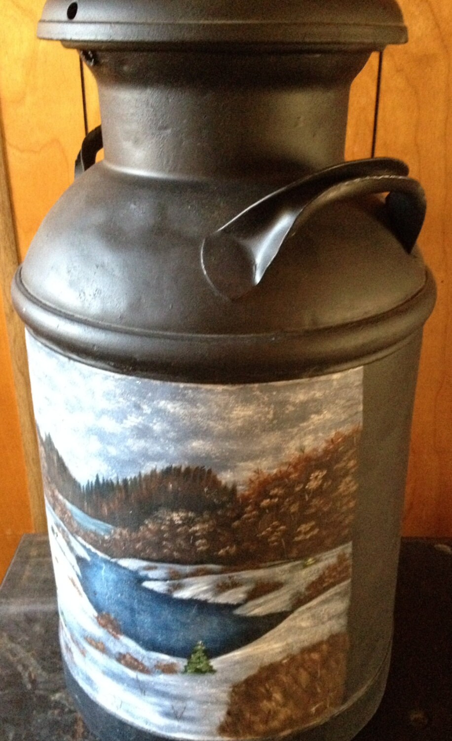 Hand Painted Winter Farm Large Milk Can, Vintage Rustic Home Decor - Etsy