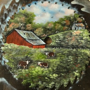Custom Order Hand Painted Spring Cow Farm 6.5 -7.5 Inch Saw Blade, Oil ...