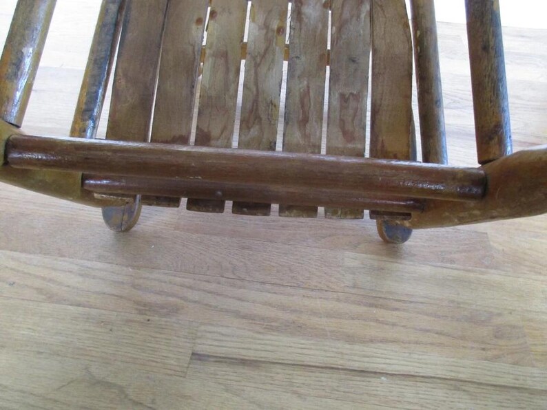 Vintage Wooden Ladder Back Rocking Chair Rustic Wood Slat Rocker Child ...