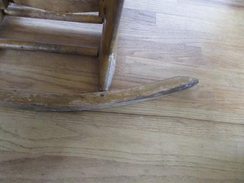 Vintage Wooden Ladder Back Rocking Chair Rustic Wood Slat Rocker Child ...