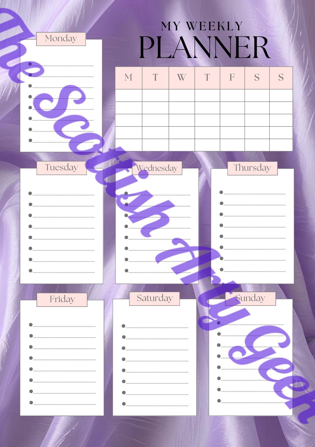 Printable Purple Weekly Planner - Etsy