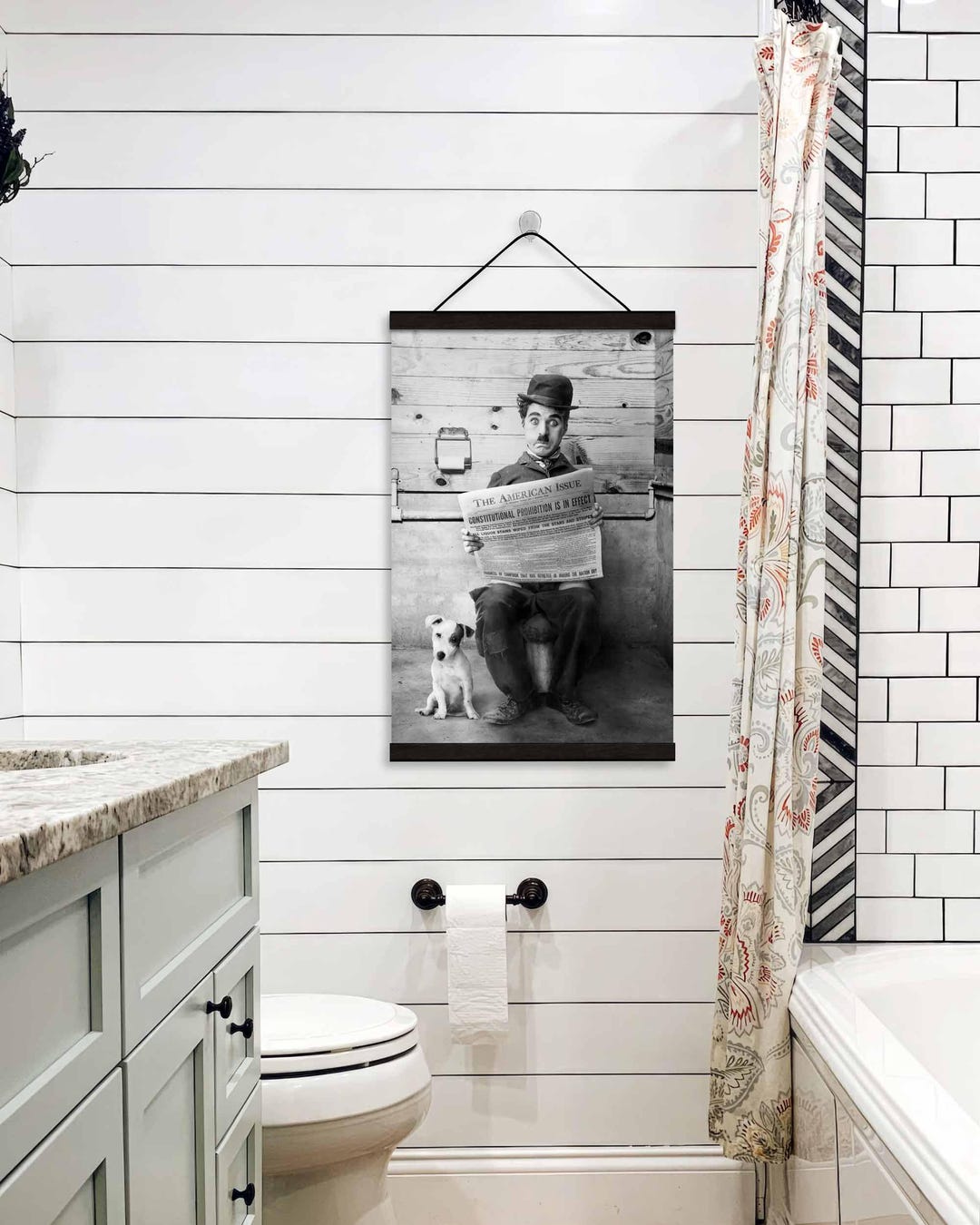 Charlie Chaplain Sitting on the Toilet, Magnetic Hanger Frame, Funny ...