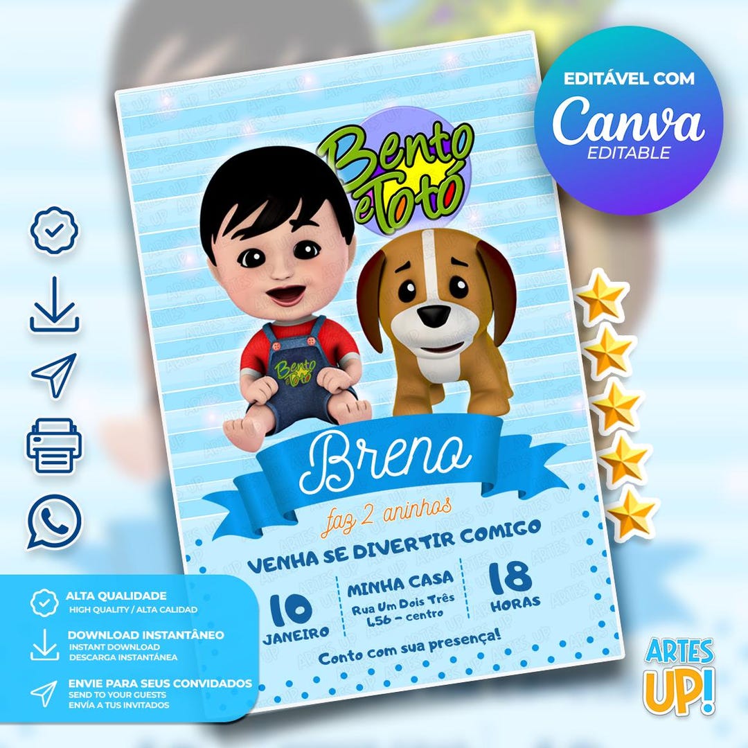 Editable Bento and Toto Birthday Invitation | Digital Bento and Toto ...
