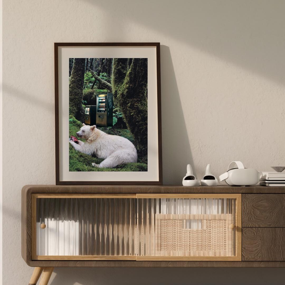 White Bear Vending Machine Collage Print, Printable Wall Art, Spirit ...