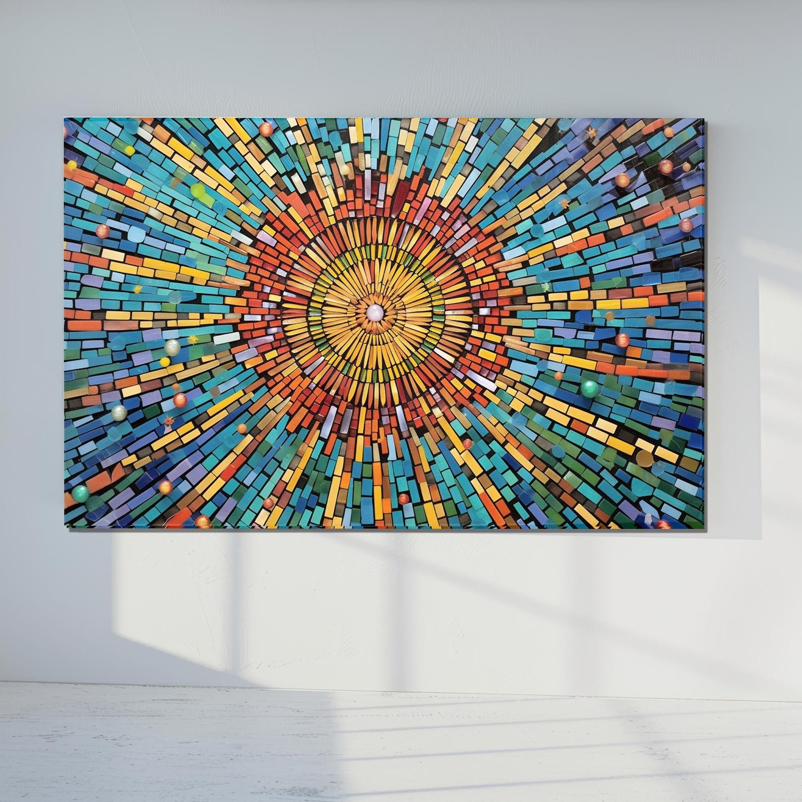 Mosaic Sunburst Tempered Glass Wall Art, Stained Glass Decor - Etsy
