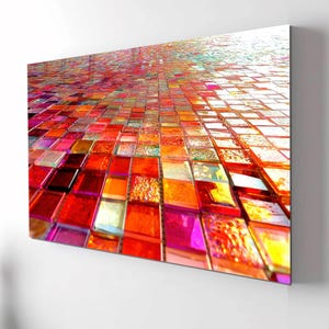 Colorful Geometric Tempered Glass Wall Art, Extra Large Glass Wall Art ...
