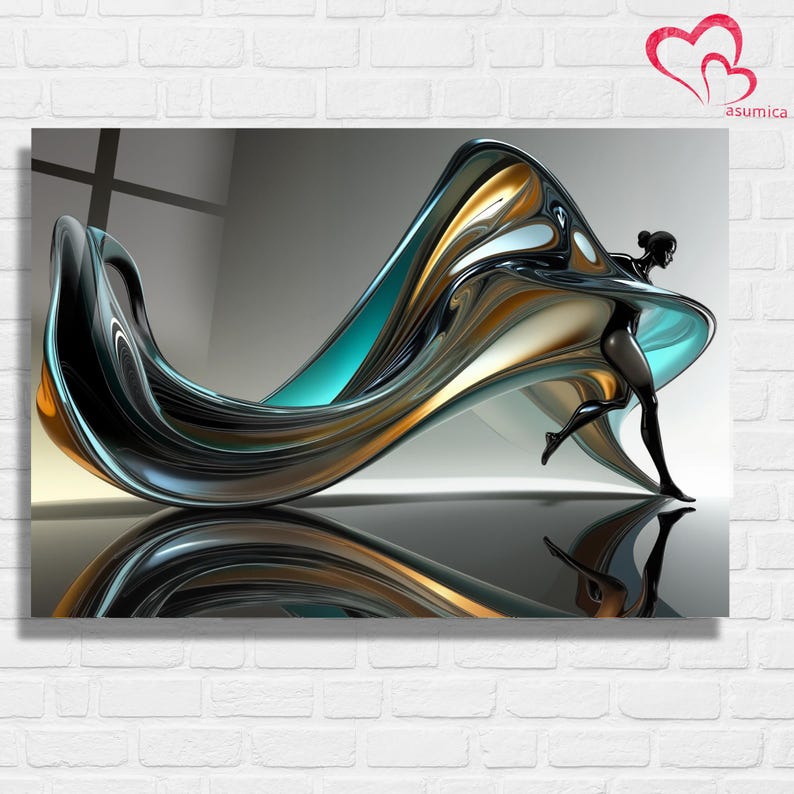 Tempered Glass Wall Art Abstract 3D Look Modern Sculpture Style, Extra ...