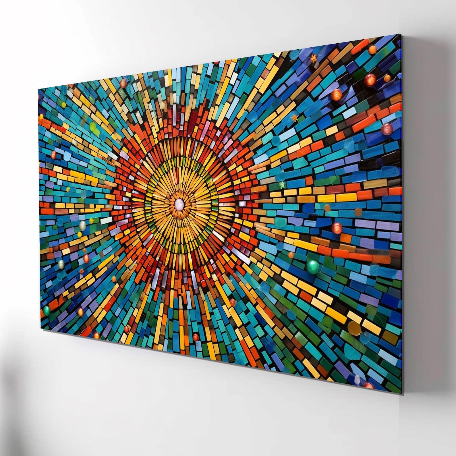 Mosaic Sunburst Tempered Glass Wall Art, Stained Glass Decor - Etsy