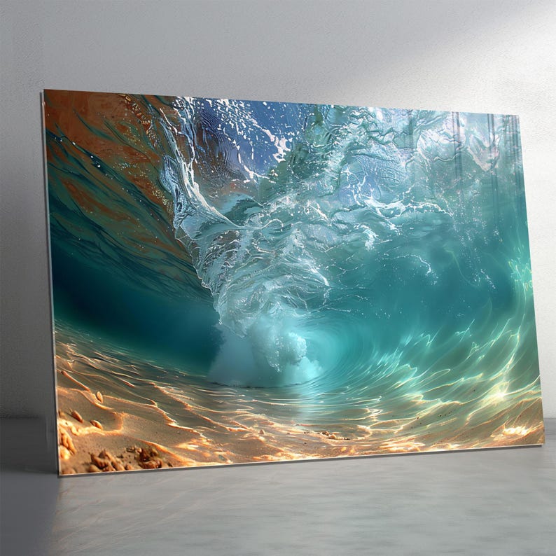 Tempered Glass Ocean Wave Wall Art, Beach Seascape, Coastal Decor - Etsy