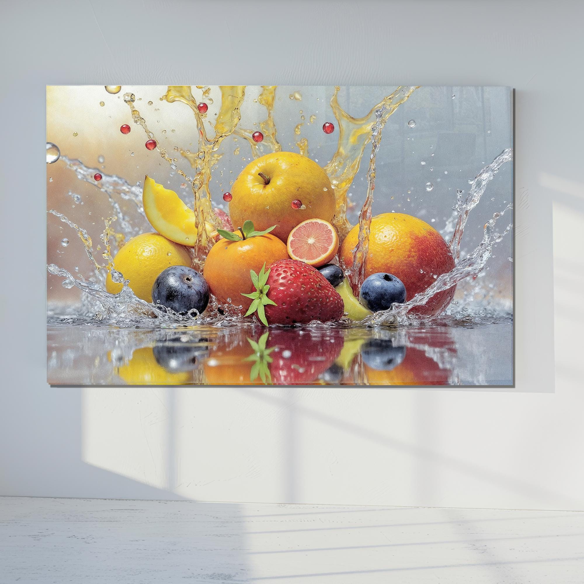 Fruit Splash Tempered Glass Wall Art, Modern Kitchen Backsplash - Etsy UK