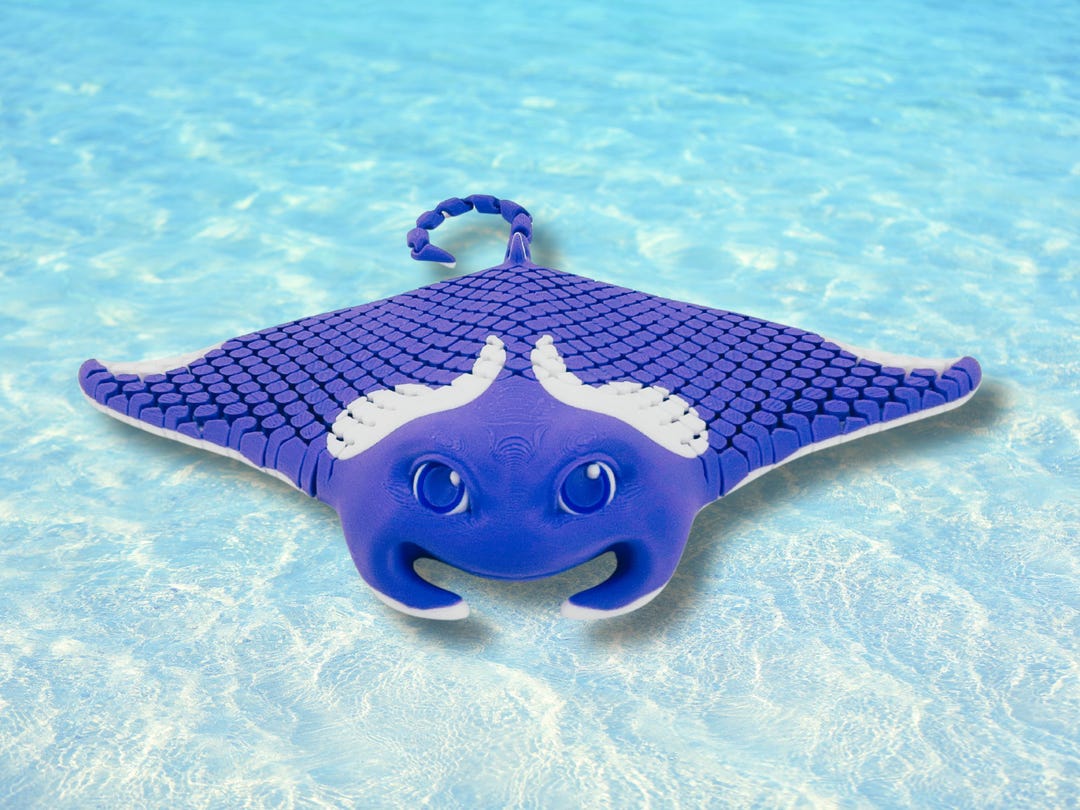 Manta Ray 3D Printed Articulated Toy Kids Ocean Animal Toy Fidget ...