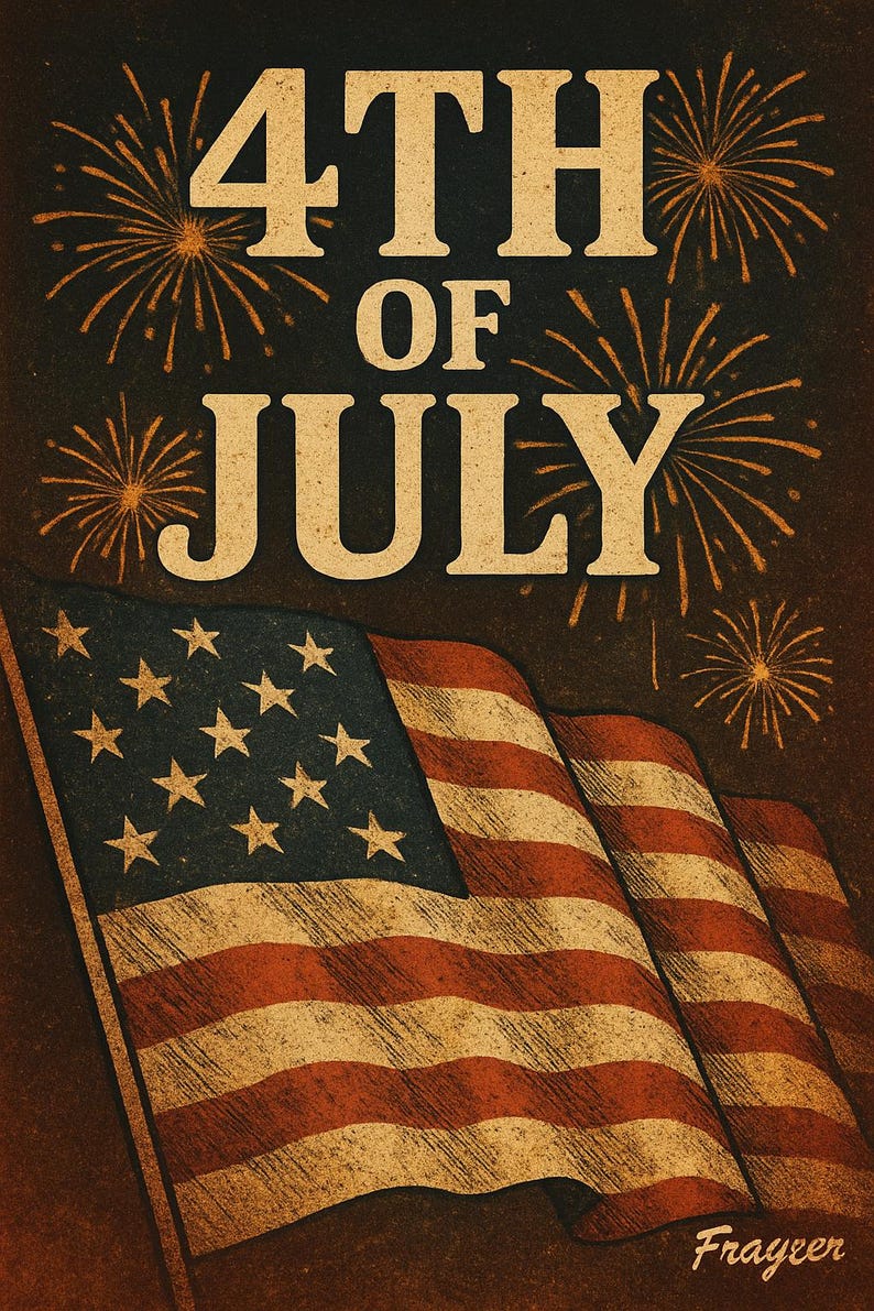 Vintage 4th of July Poster | Digital Download | Retro Patriotic Wall ...