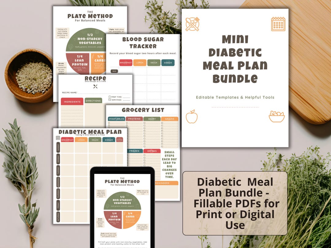 Diabetic Meal Plan Bundle – Printable & Digital Planner for Diabetes ...