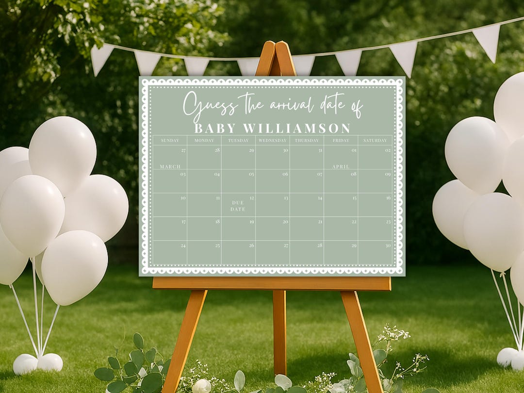 Cielito Lindo Baby Shower Due Date Calendar Game, Talavera Baby, Guess ...