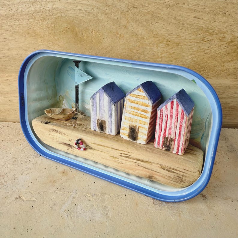 Mackerel Tin - Beach Huts - Etsy UK
