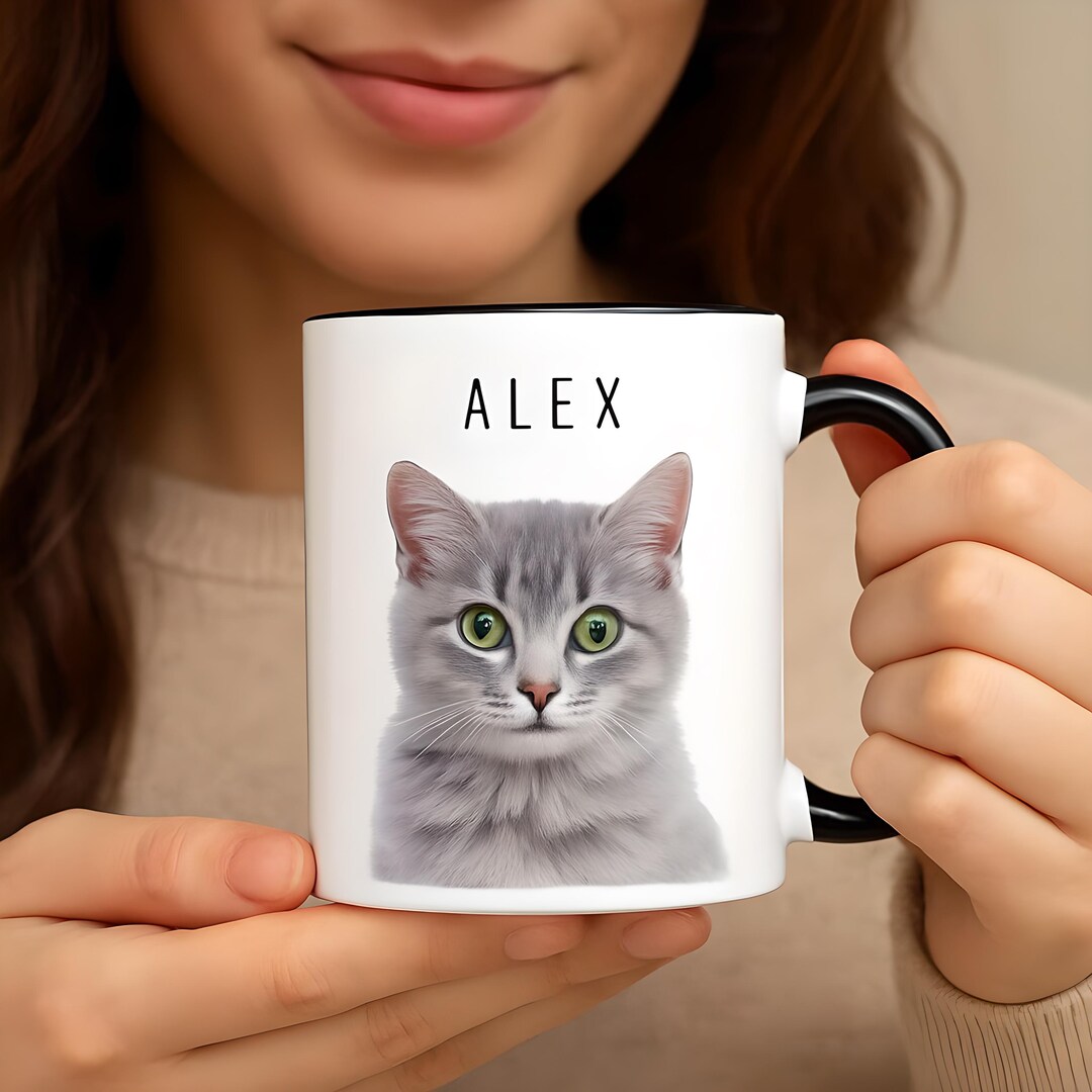 Personalized Pet Portrait Mug: Custom Cat or Dog Photo Gift - Etsy