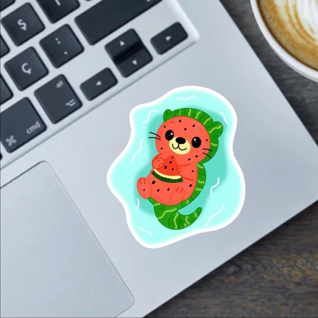 Ottermelon Sticker | Watermelon Otter Sticker, Fridge Magnet or Bumper ...