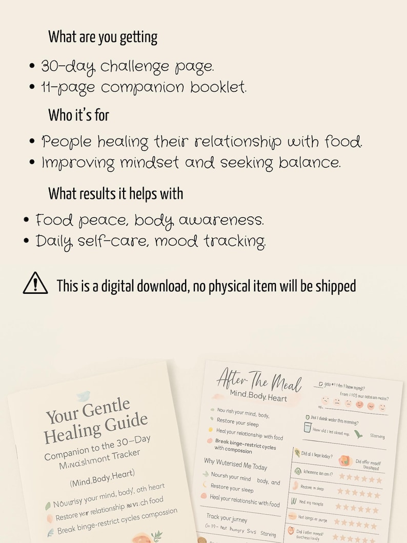 30-day Food & Mood Tracker PDF | Printable and Fillable Journal ...