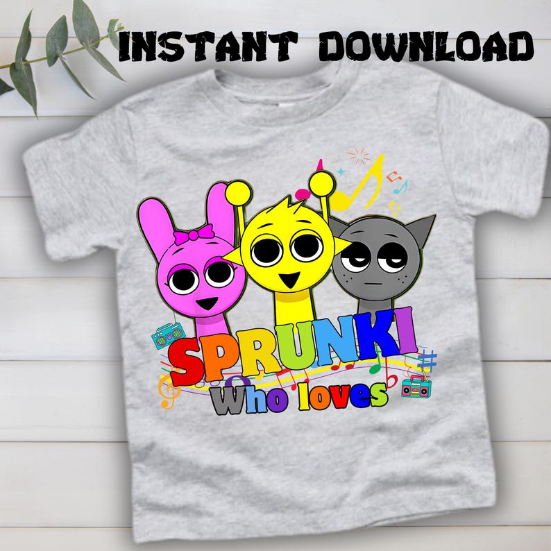 Sprunki Design, Kids Gamer T-shirt, Birthday Present (png Digital ...