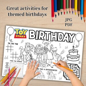 Toy Story Birthday Activity Placemat, Coloring Page (INSTANT DOWNLOAD ...
