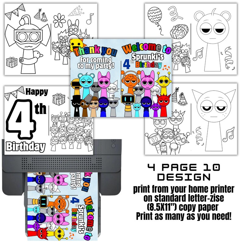 Editable Sprunkis Birthday Coloring Book, Sprunki Party Favors (digital ...
