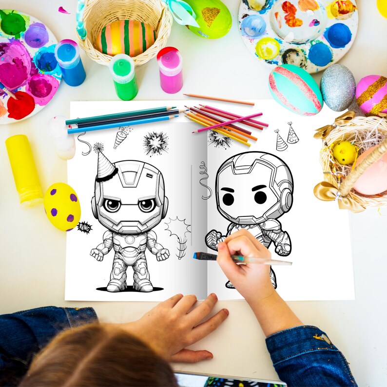 Editable Iron Man Mini Coloring Book: Party Favor (digital Printable ...
