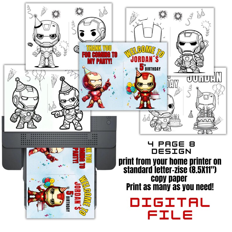 Editable Iron Man Mini Coloring Book: Party Favor (digital Printable ...