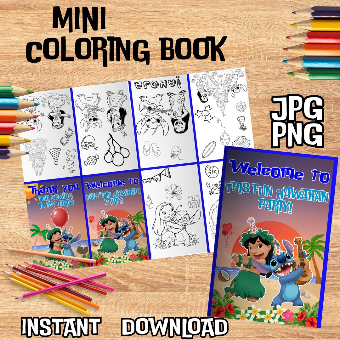 Lilo and Stitch Mini Coloring Book, Gift Keepsake (INSTANT DOWNLOAD ...