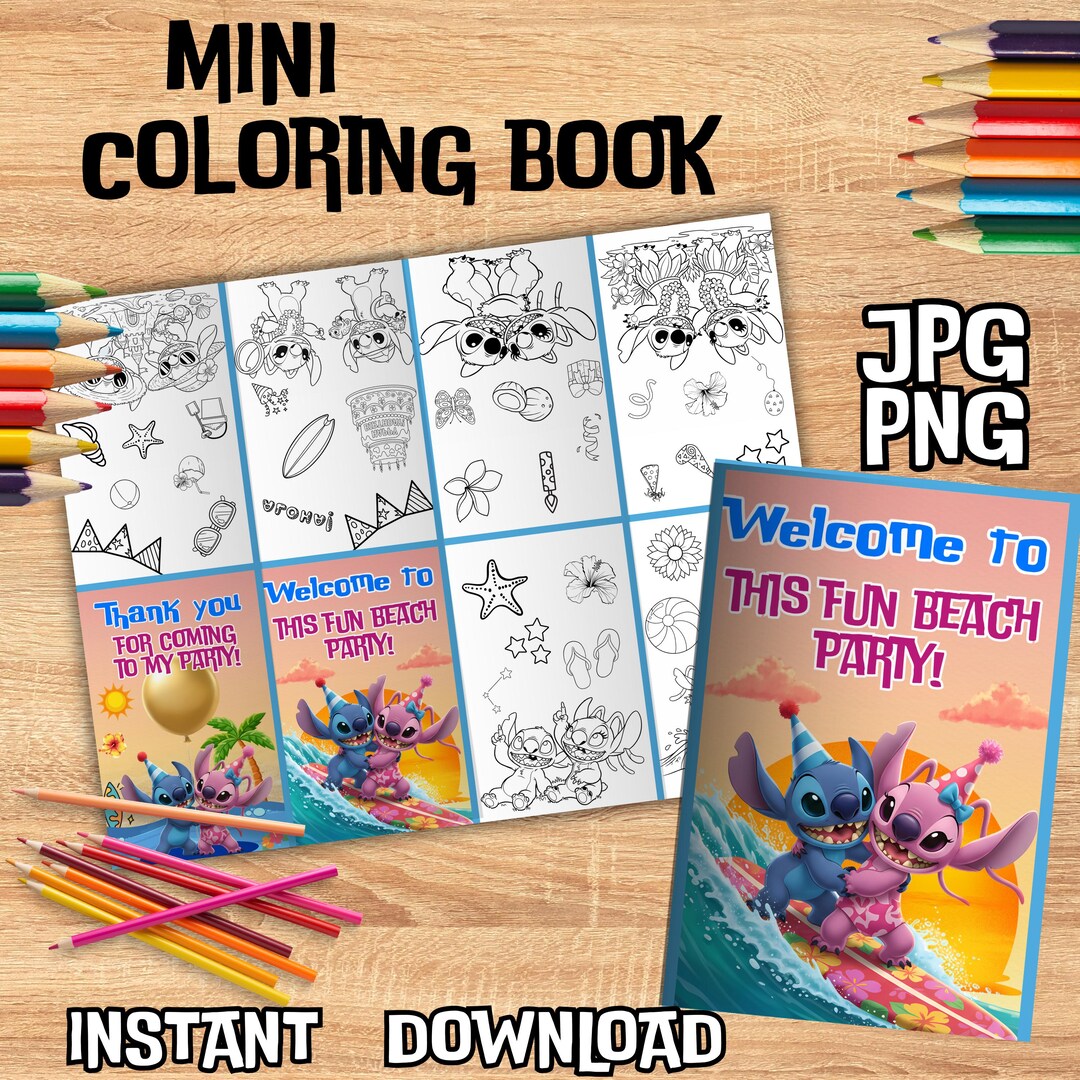 Stitch and Angel Coloring Book, Mini Version (PDF, JPG) ST03 - Etsy